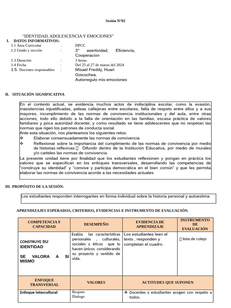 Sesión 02 DPCC 3° Autorregulo Mis Emociones | PDF | Enseñando | Las emociones