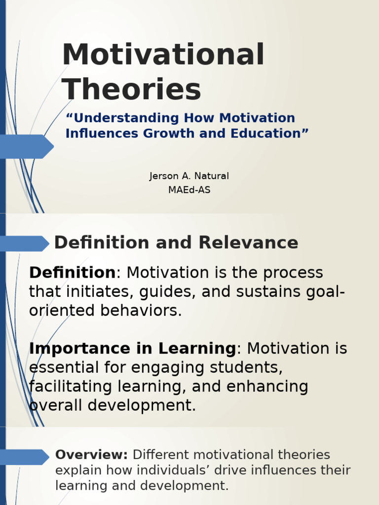 Key Motivational Theories in Education | PDF | Motivational | Motivation
