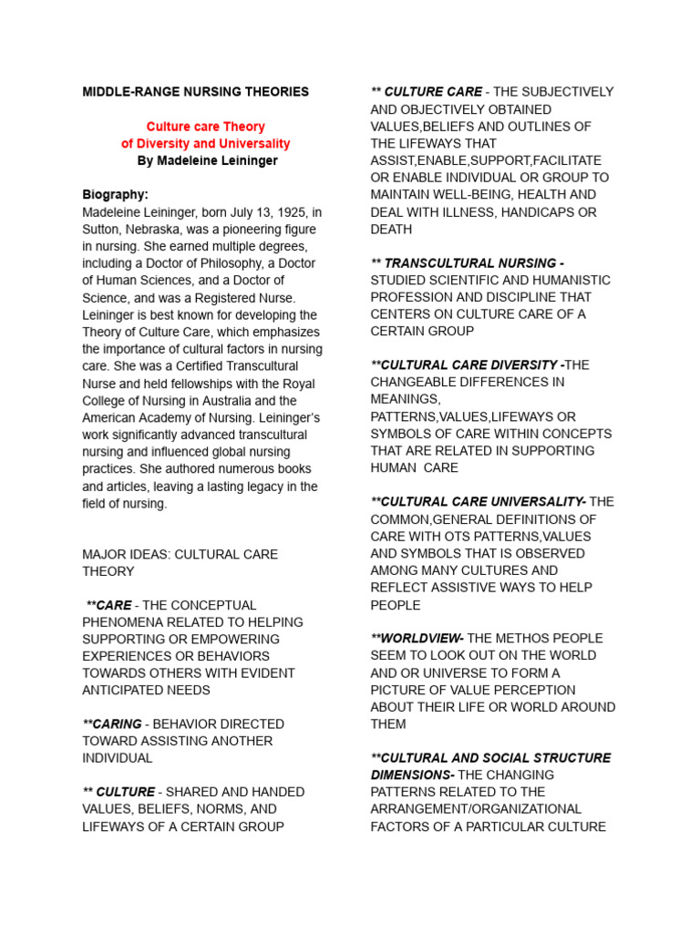 Middle-Range Nursing Theories Overview | PDF | Psychology | Behavioural Sciences