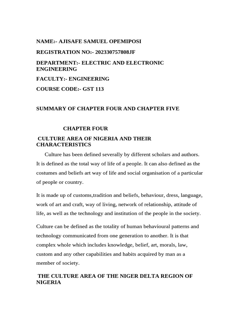 GST 113 Summary Assignment | PDF | Nigeria | Atlantic Slave Trade