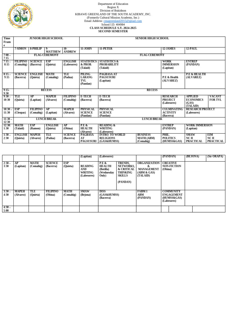 class-sched-second-sem | PDF