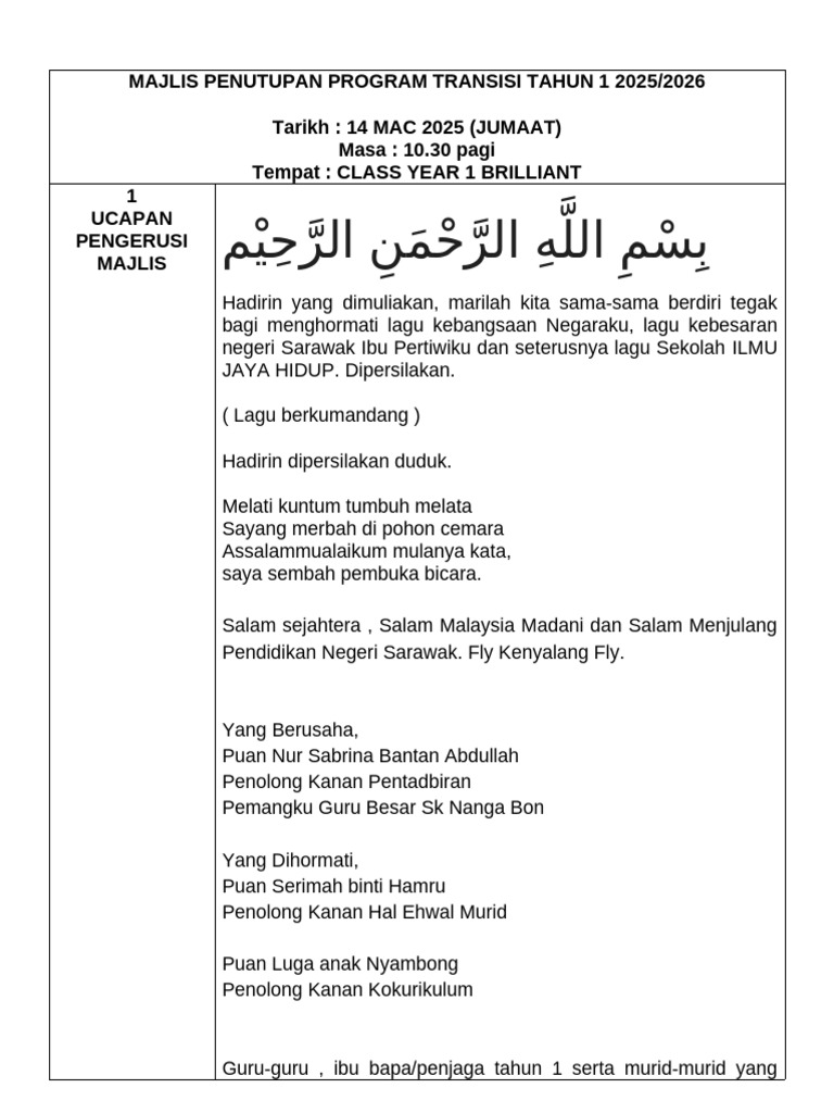 Teks MC Penutup Transisi | PDF