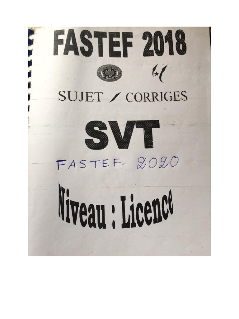Fascicule Svt Fastef Licence | PDF