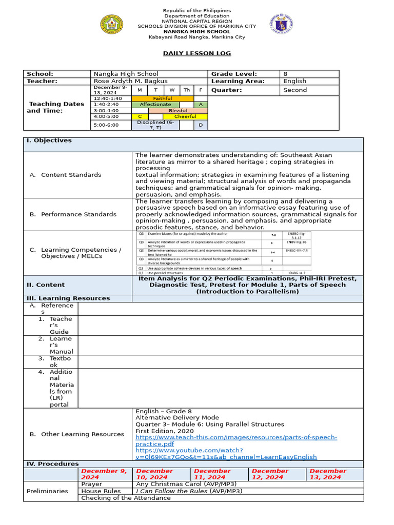 Item Analysis For Q2 Periodic Examinations J Phil-IRI Pretest J ...
