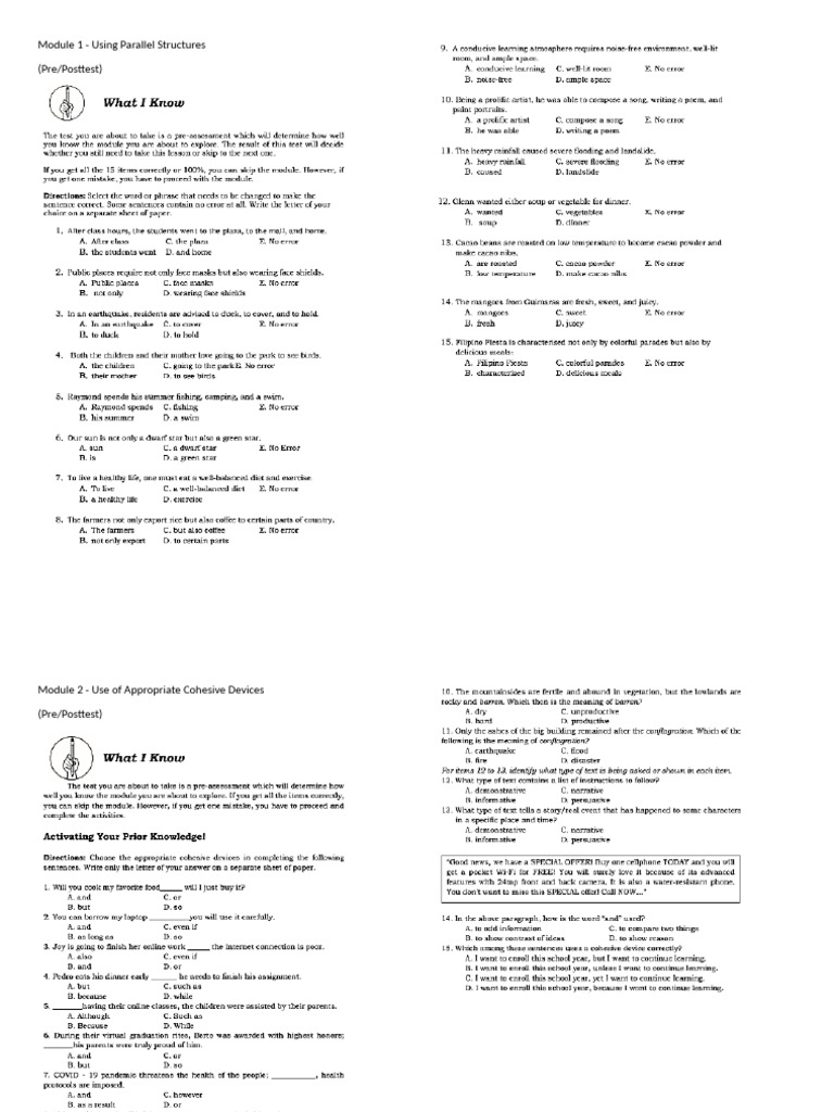 Eng8 - Q3 PrePost | PDF