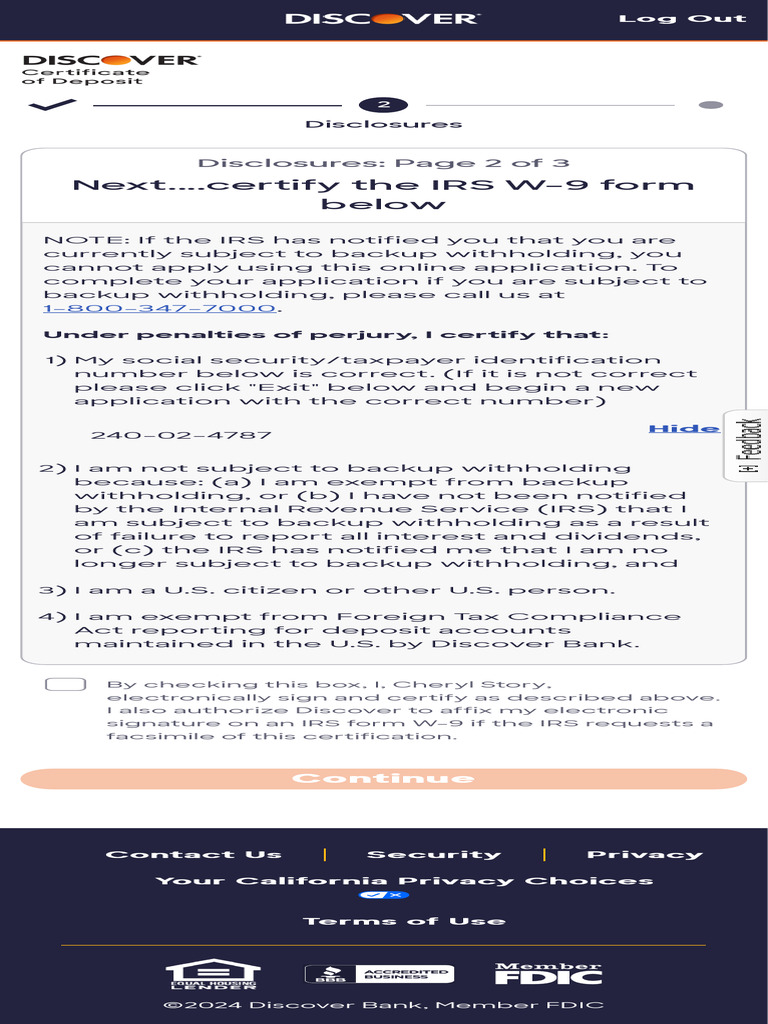 Discover Bank Application Certification | PDF