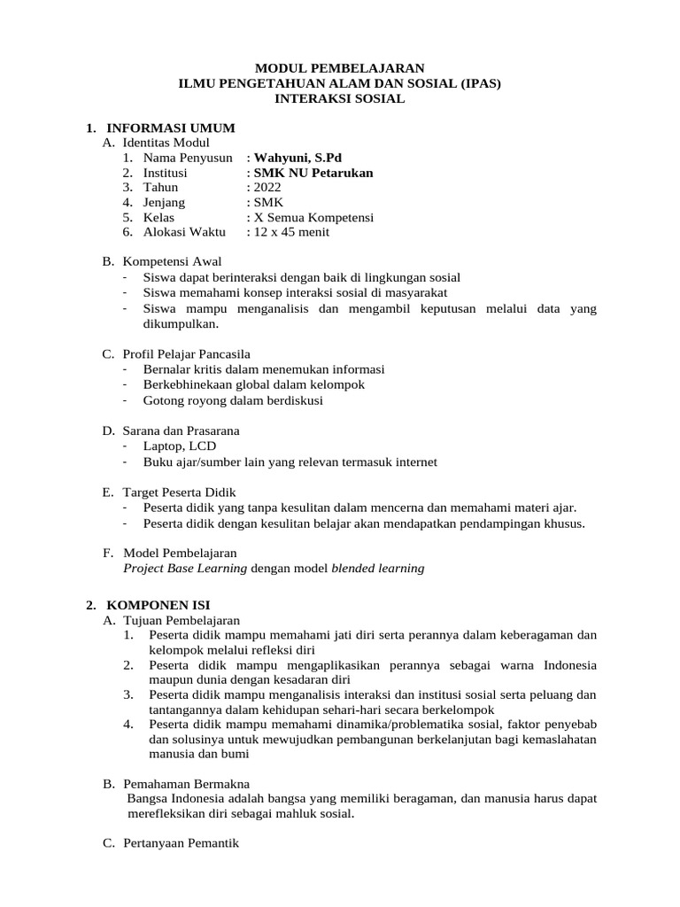 Modul 6 - Interaksi, Komunikasi Sosial | PDF