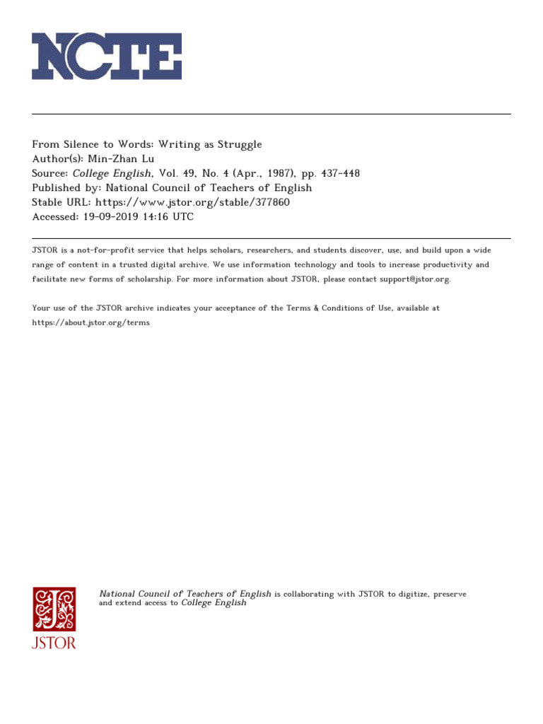 Writing as a Struggle for Voice | PDF | English Language | Experience