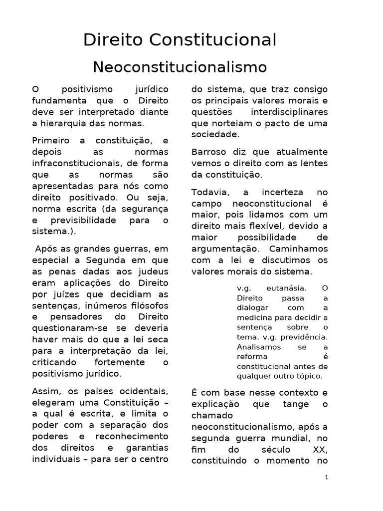 Neoconstitucionalismo e Hermenêutica Jurídica | PDF | Constituição ...