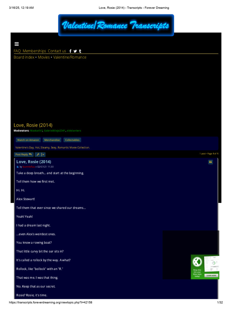 Love, Rosie (2014) - Transcripts - Forever Dreaming | PDF