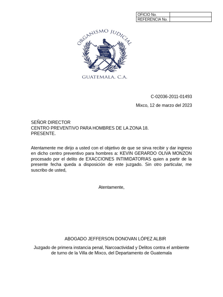 Oficios Abogado Defensor | PDF | Justicia | Crimen y violencia