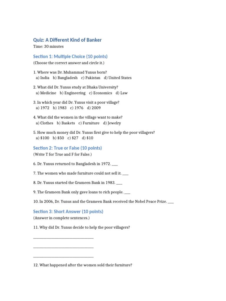 Quiz_A_Different_Kind_of_Banker | PDF
