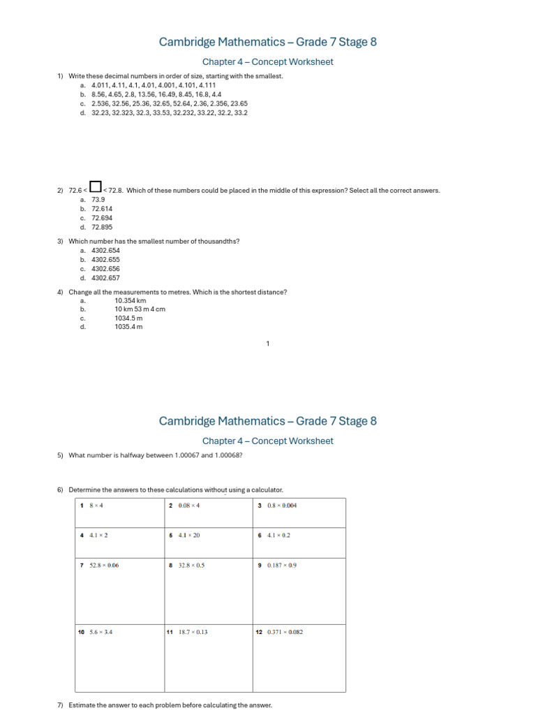 Chapter 4 Additional Worksheet | PDF | Mathematics