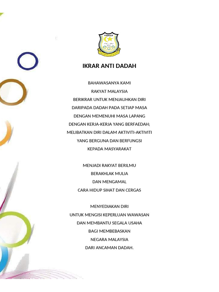 Ikrar Anti Dadah | PDF