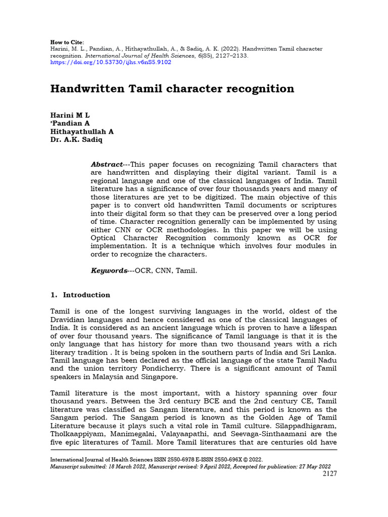 Handwritten-Tamil-Character-Recognition 2022 | PDF | Optical Character Recognition | Image ...