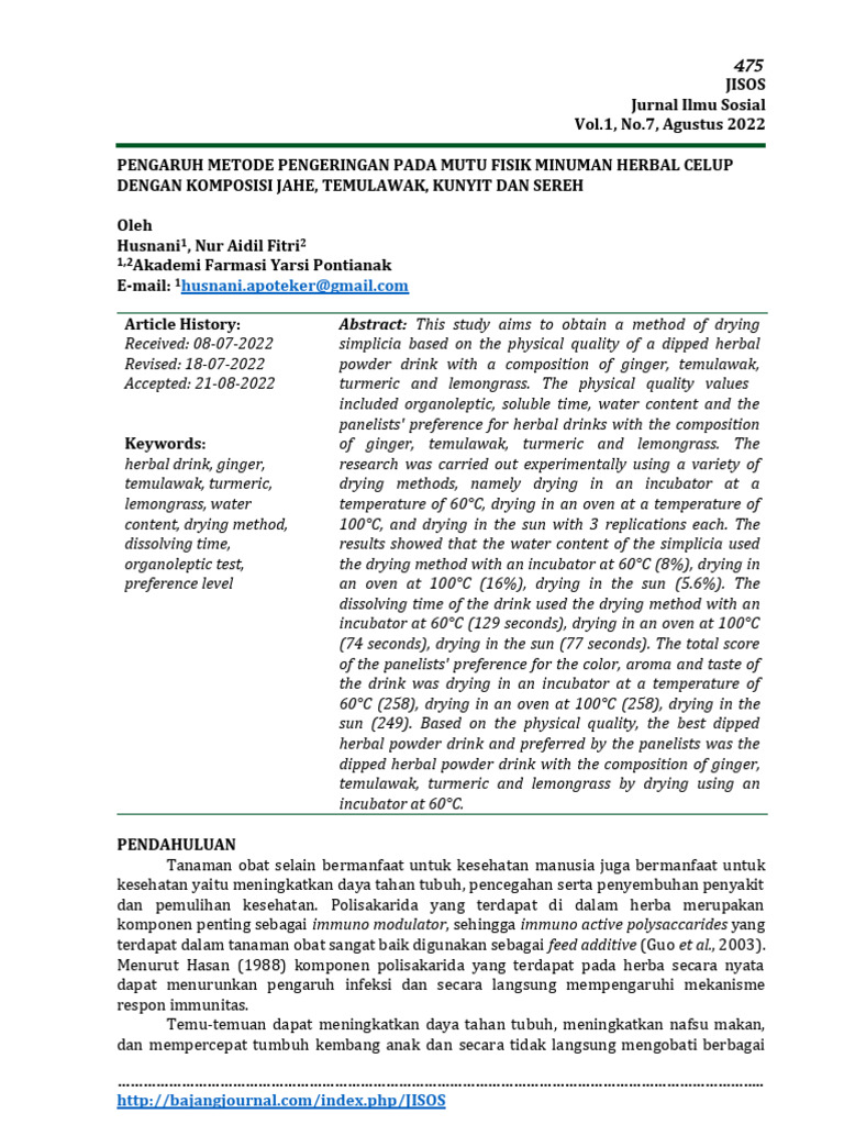 Pengaruh Metode Pengeringan Herbal | PDF