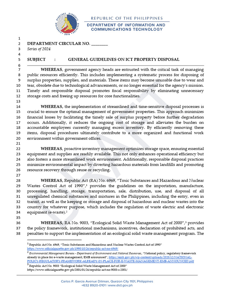 (DRAFT) - General Guidelines On ICT Property Disposal Policy | PDF ...