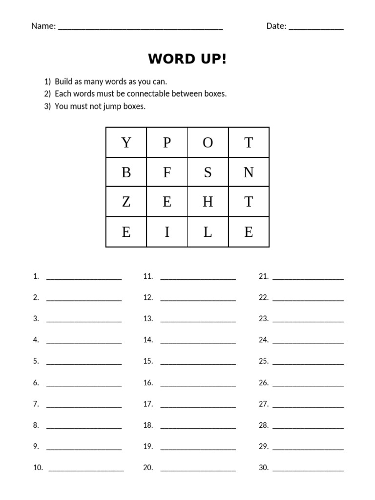 Word Building Activity Sheet | PDF
