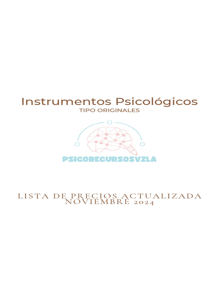 Lista de precios PsicoRecursosVzla Pruebas Psicologicas | PDF | Inteligencia | Manual ...