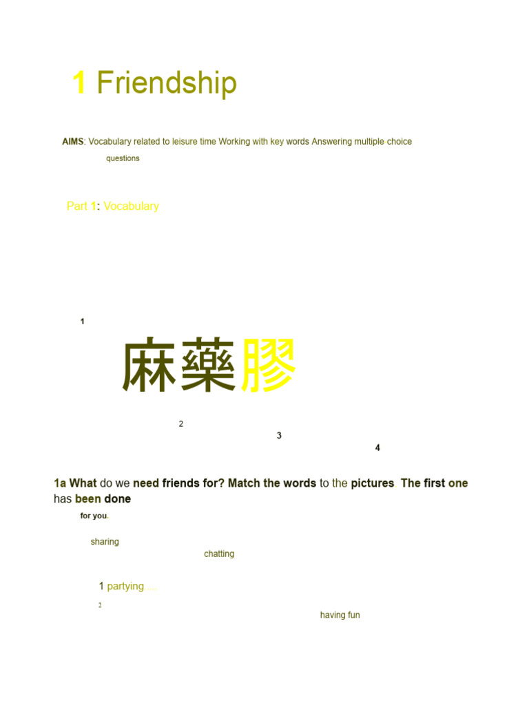 Friendship Vocabulary for IELTS Prep | PDF | Multiple Choice | Word
