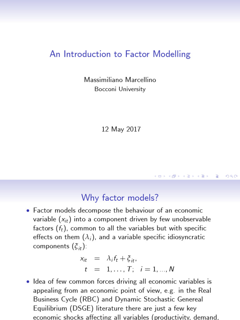intro to factor model_good | PDF | Vector Autoregression | Principal Component Analysis