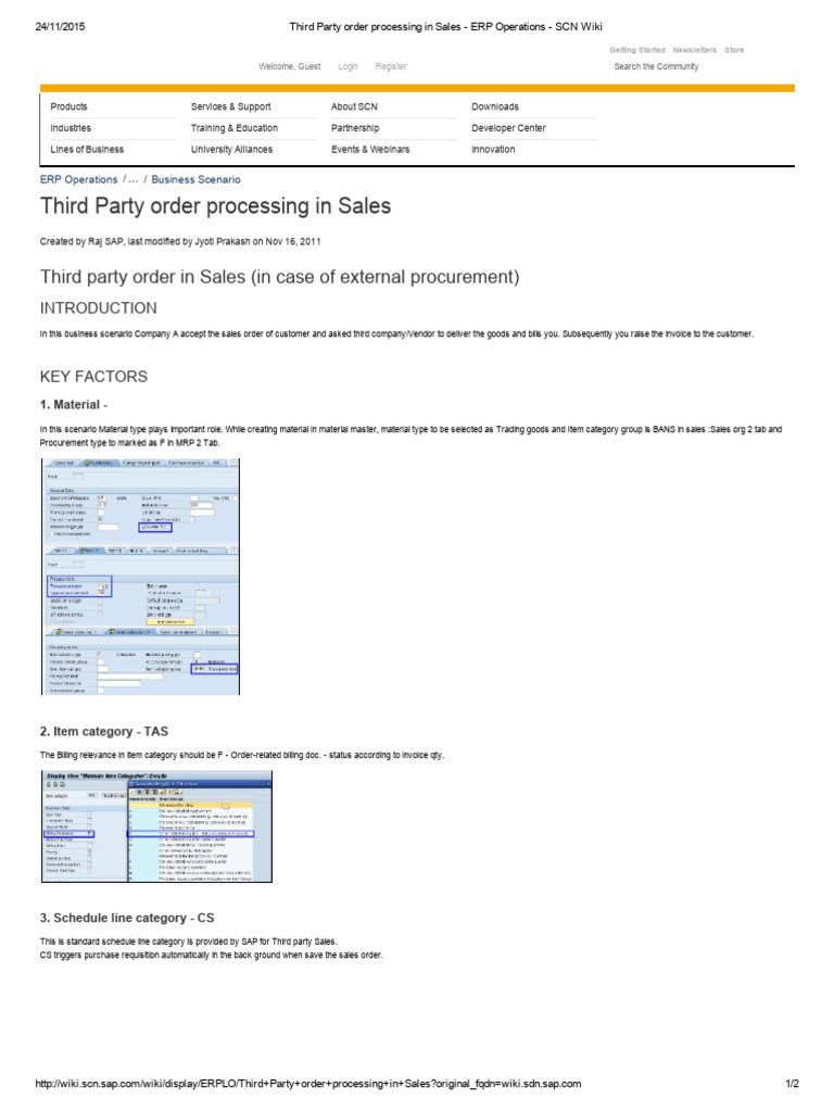 Third Party Order Processing in Sales | PDF | Enterprise Resource ...