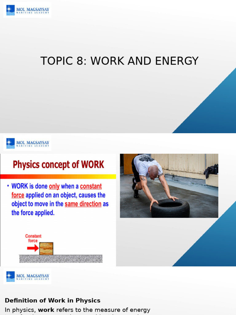 Topic 8 Work and Energy | PDF | Force | Kinetic Energy