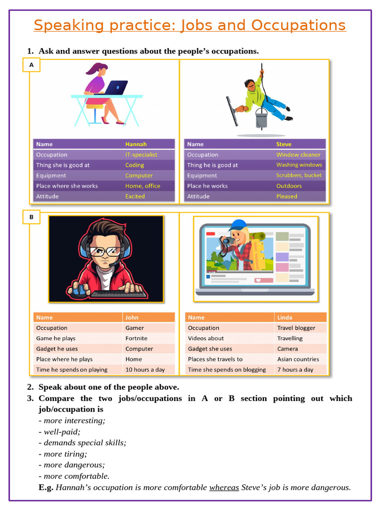 Speaking Practice Jobs and Occupations | PDF | Blog