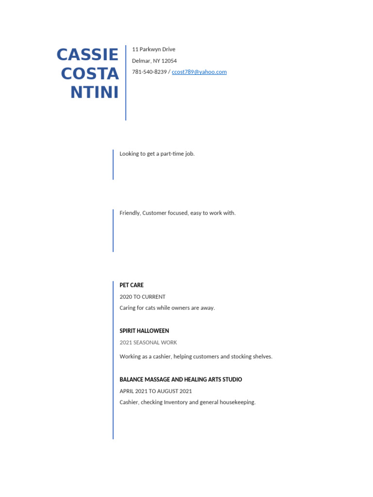 Cassie Costantini RESUME | PDF