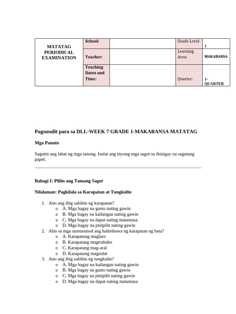 Pt-Week 7-Makabansa | PDF