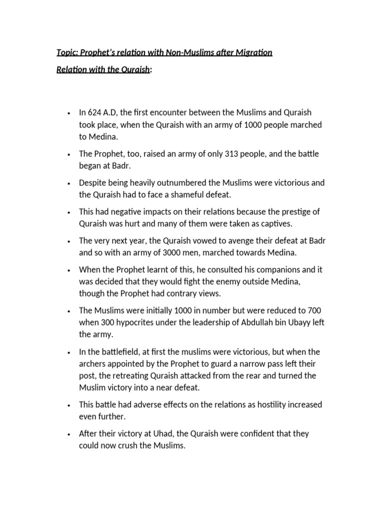 Prophet's Relation With Non Muslims | PDF | Muhammad | Medina
