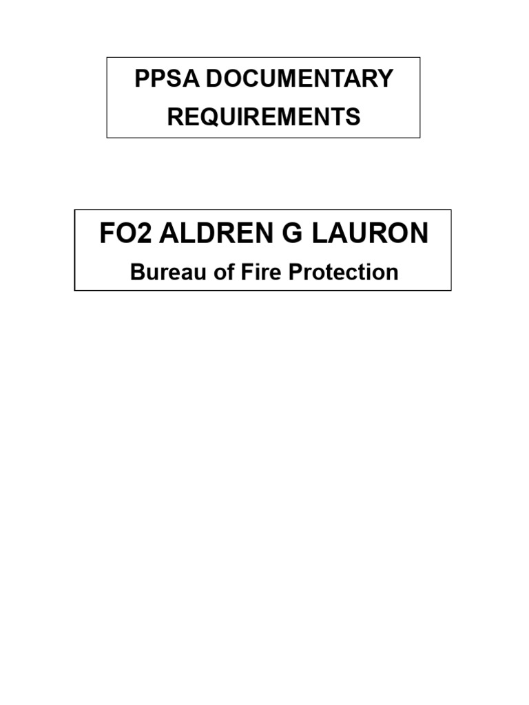 Fo2 Aldren G Lauron: Ppsa Documentary Requirements | PDF