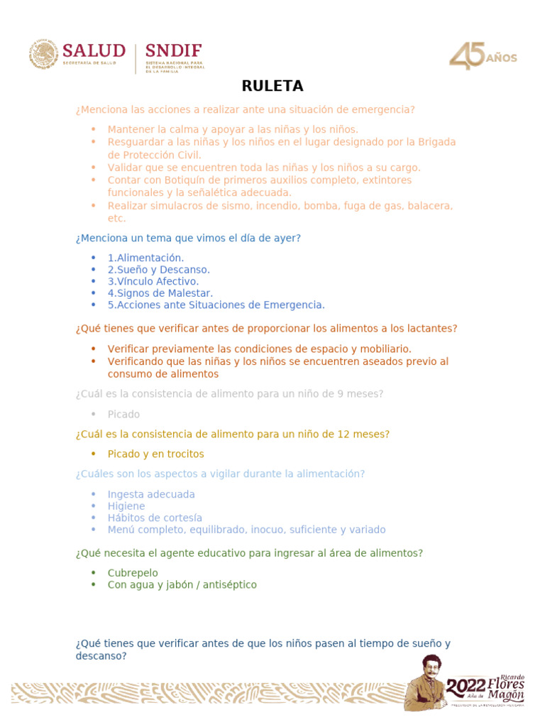 Respuestas de La Ruleta | PDF | Dormir