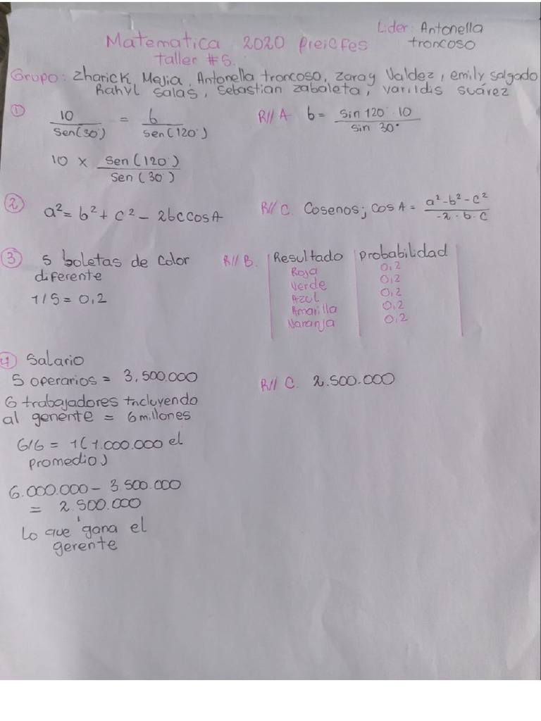 Taller ICFES Matemáticas 2024 | PDF