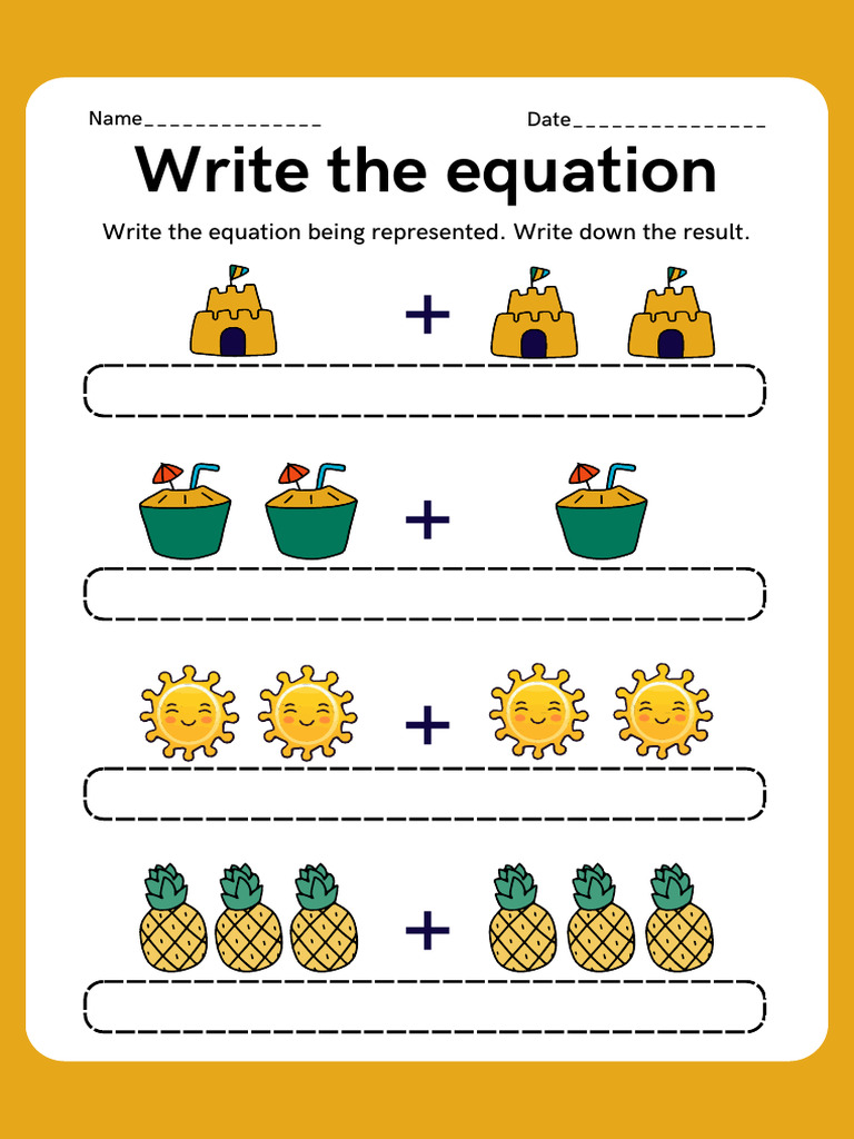Yellow and Green Addition Math Worksheet | PDF