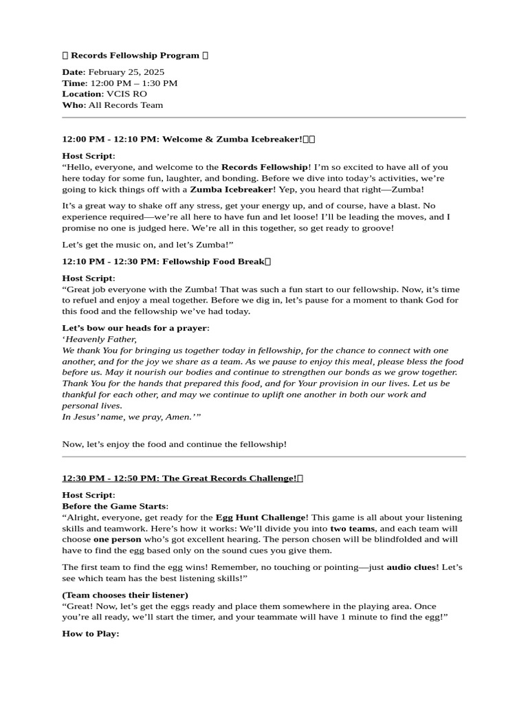FINAL PROGRAM FLOW ? Records Fellowship Program ? FEB 25 2025 | PDF