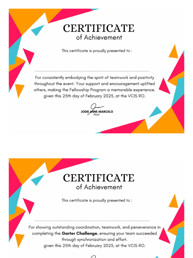 Fellowship Program Certificates | PDF
