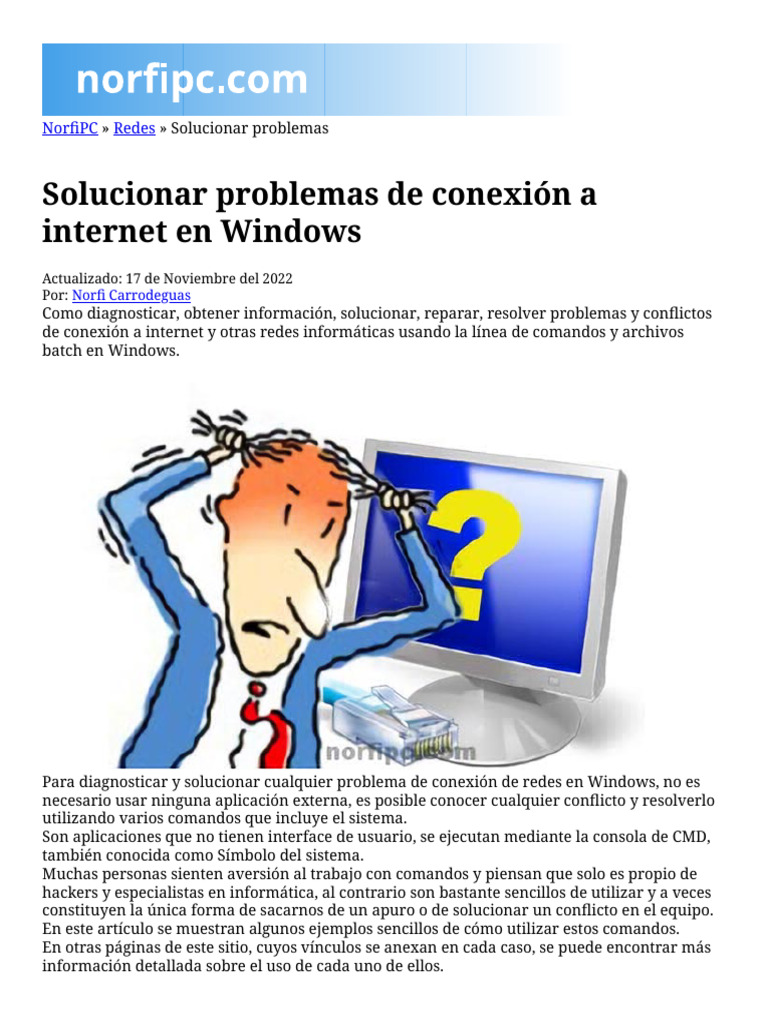 Solucionar Problemas de Conexiones A Internet y Redes Usando Com | PDF ...