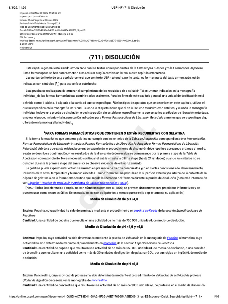 Disolución según USP | PDF | Medicamentos con receta | Solución tampón