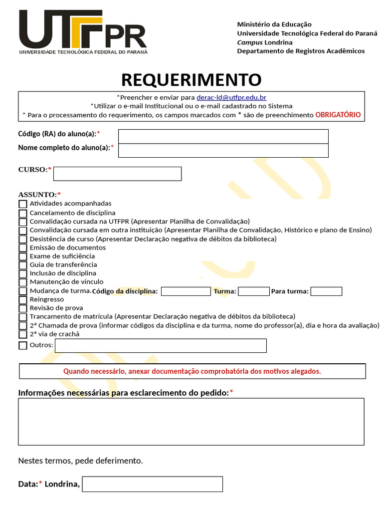 REQUERIMENTO EDITAVEL Derac | PDF