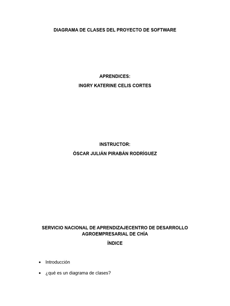 Diagrama de Clases Del Proyecto de Software GA4-220501095-AA2-EV04 | PDF | Software | Lenguaje ...
