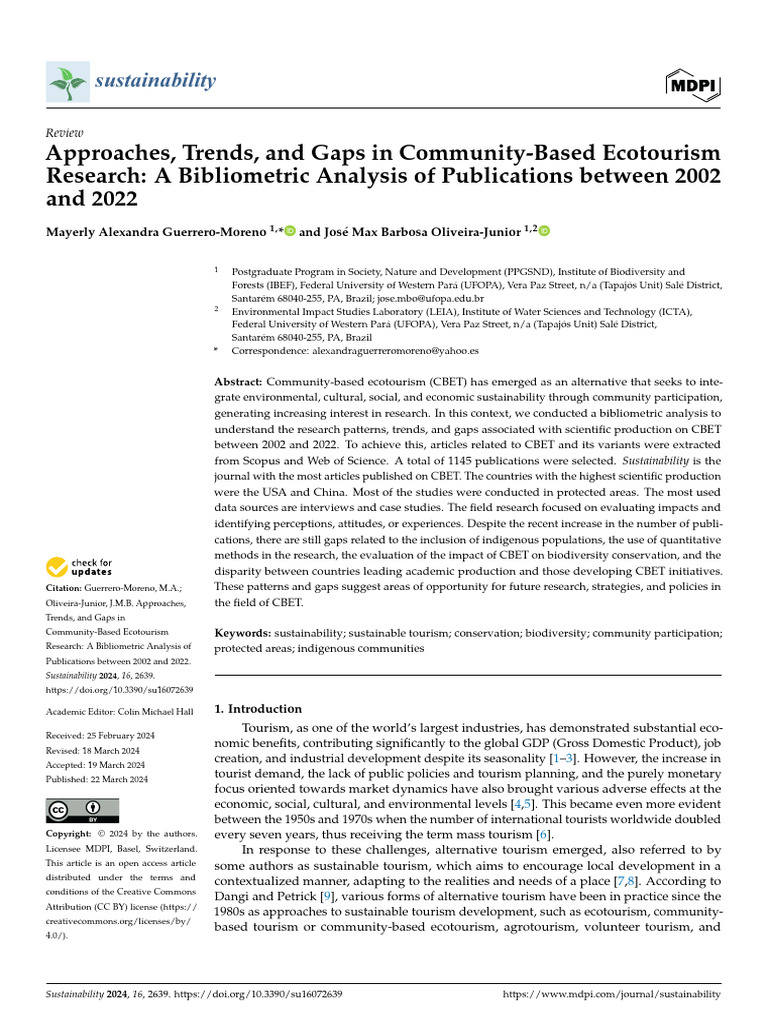 Approaches Trends and Gaps in Community-Based Ecot | PDF | Tourism ...