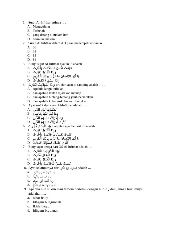 Soal Btq Kelas 9 2024 Semester 1 | PDF