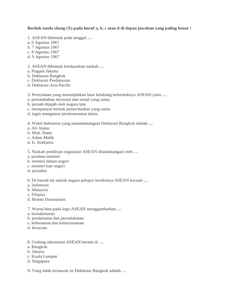 Sejarah dan Tujuan Pembentukan ASEAN | PDF
