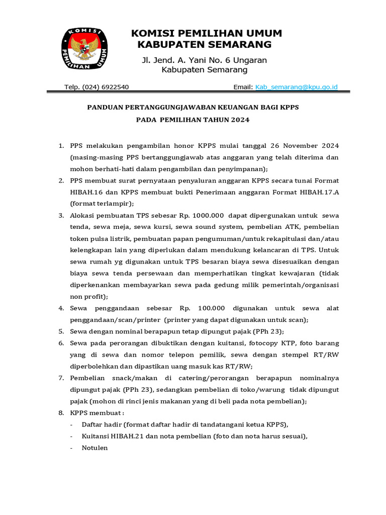 Panduan LPJ KPPS - 2024 | PDF