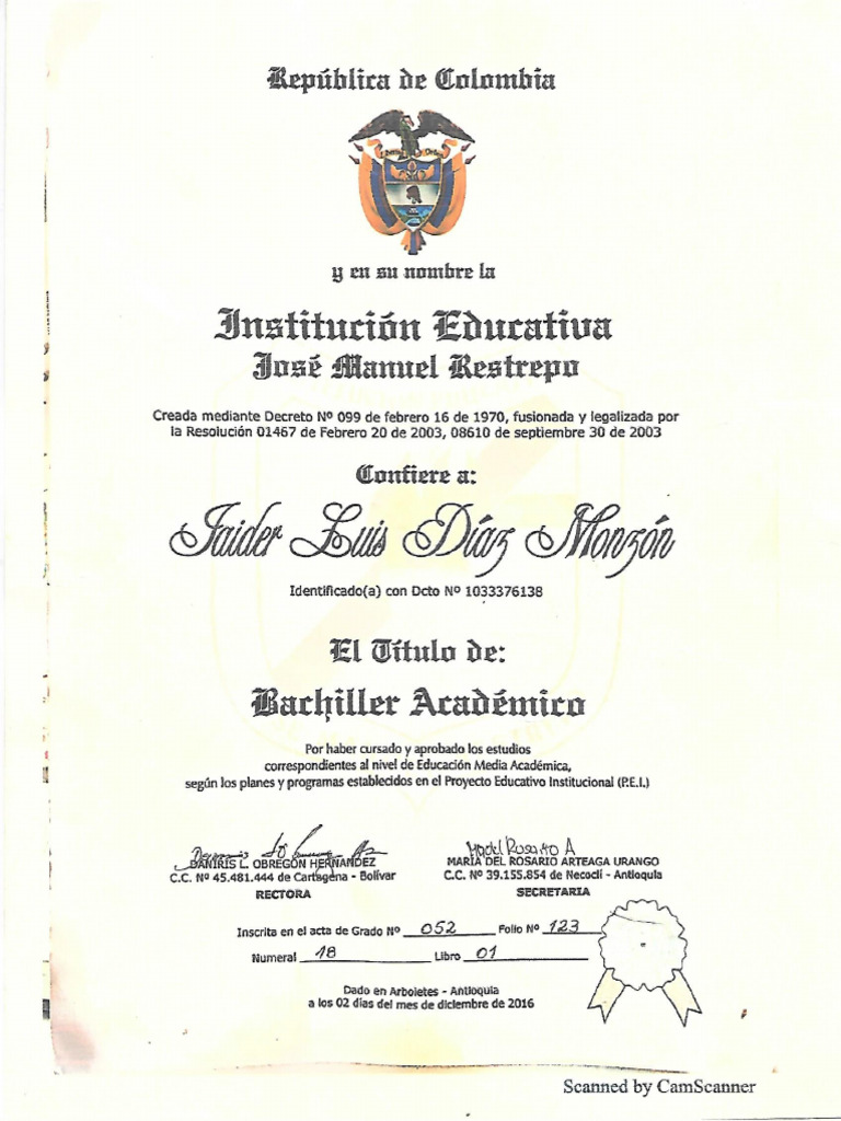 Diploma Jaider Luis Diaz | PDF