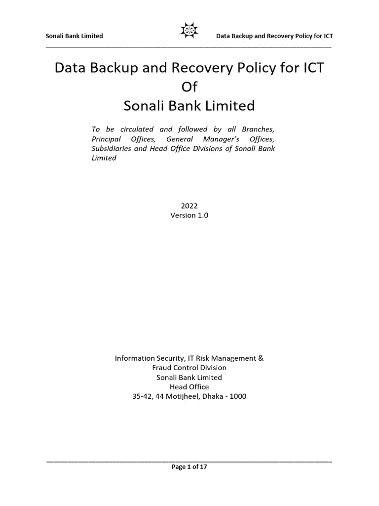 Data Backup and Recovery Policy For ICT | PDF | Backup | Information ...