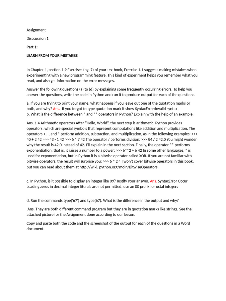 Python Error Handling and Exercises | PDF | Python (Programming ...