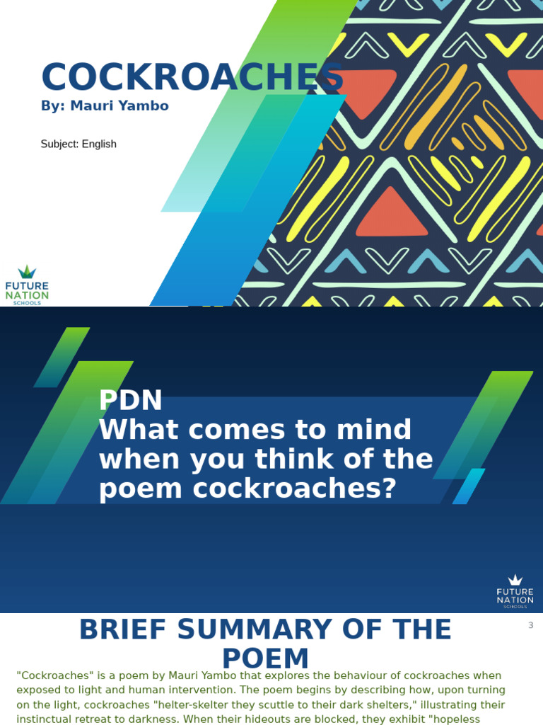 Cockroaches Poem Analysis | PDF | Poetry | Psychology