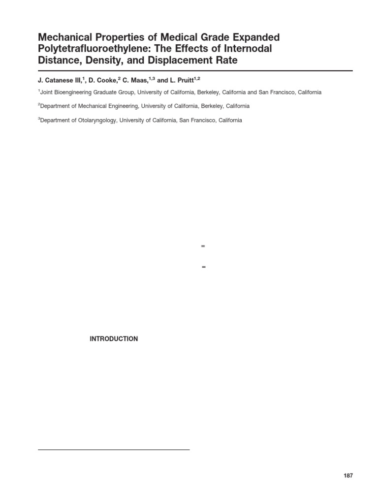 Mechanical Properties of Medical Grade E-Ptfe | PDF | Deformation ...